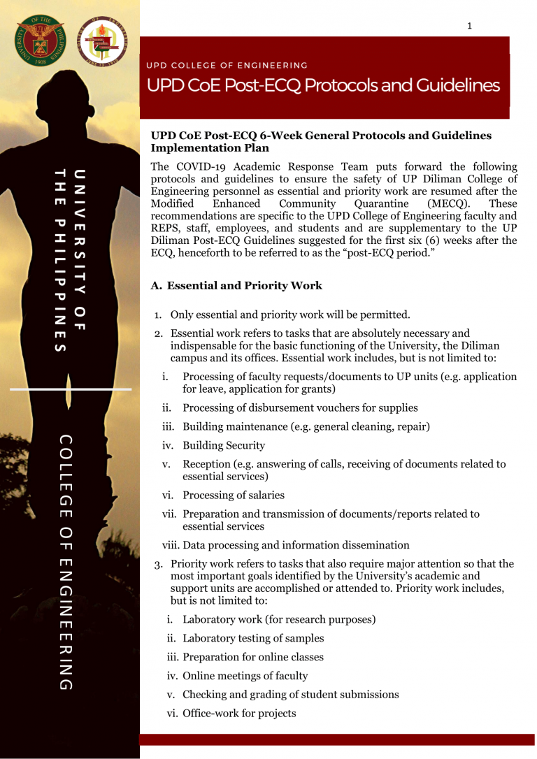 UPD CoE Post-ECQ Protocols and Guidelines – UPD College of Engineering