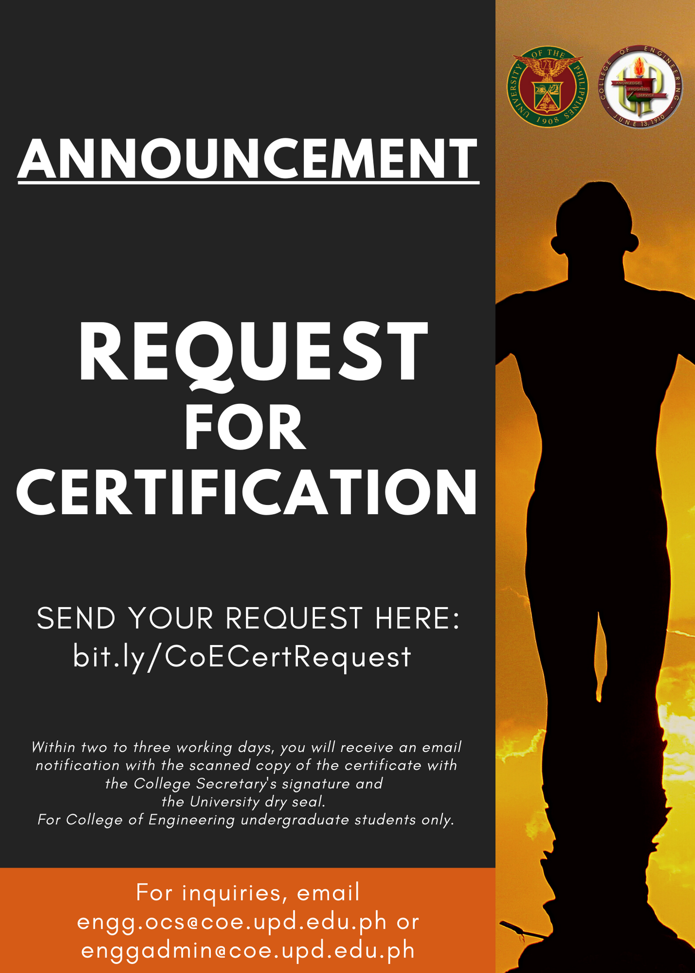 Requests for Certification – UPD College of Engineering