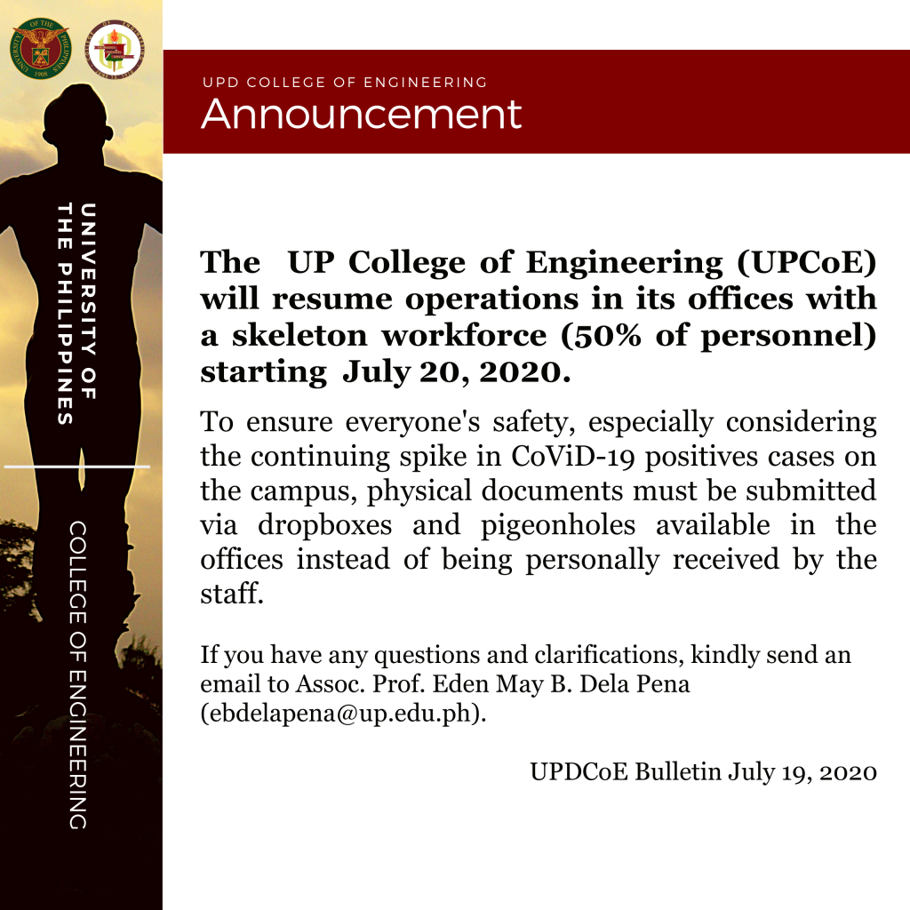 Announcement – UPD CoE Bulletin July 19, 2020 – UPD College of Engineering