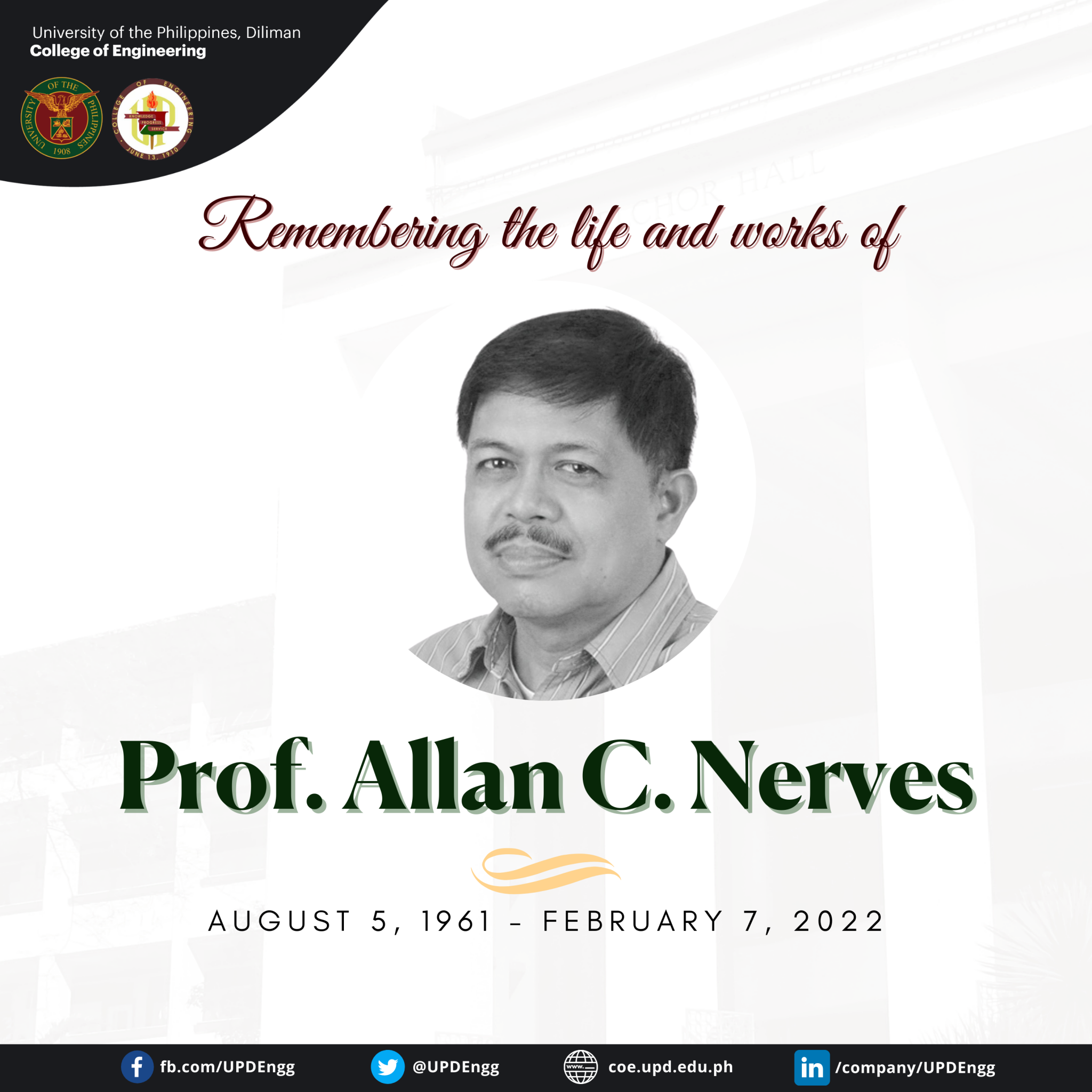 In memory of Prof. Allan C. Nerves – UPD College of Engineering