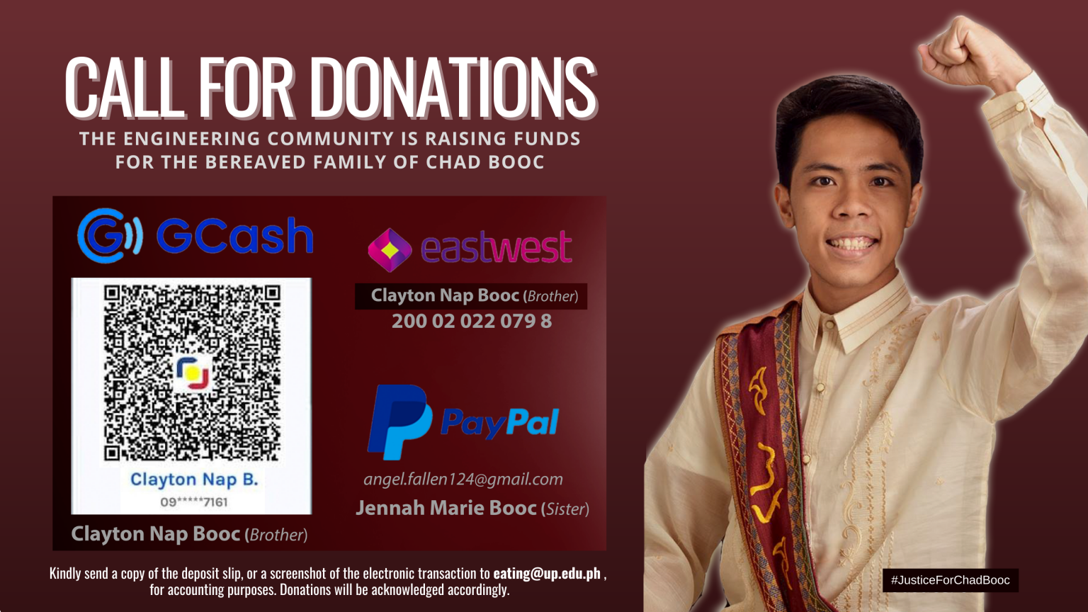 Call for Donations: Chad Booc – UPD College of Engineering