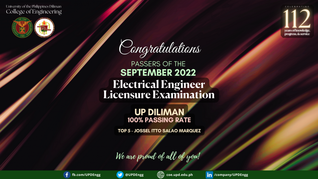 UP Tops September 2022 Electrical Engineering Licensure Exams – UPD ...