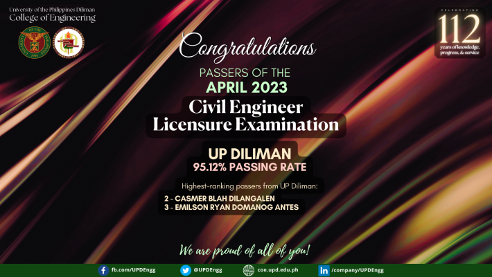 UP Diliman Tops the 2023 Civil Engineer Licensure Exams – UPD College ...