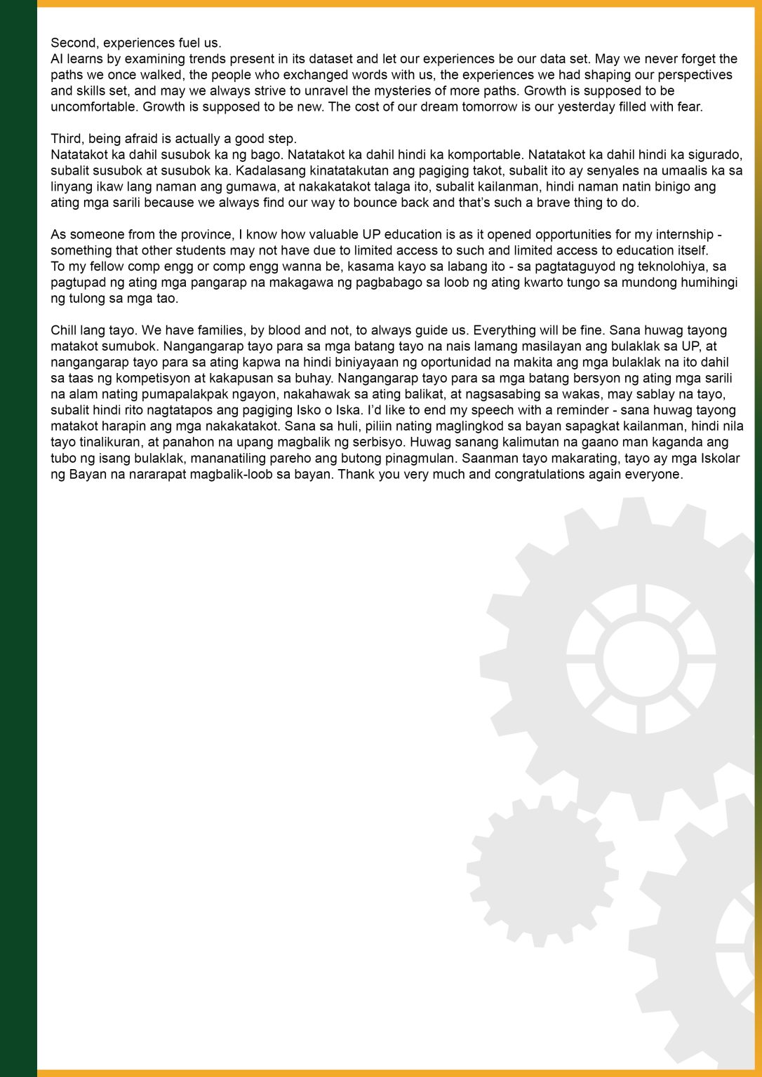 UPD COE Celebrates the Inspiring Speeches of its Graduates – UPD ...