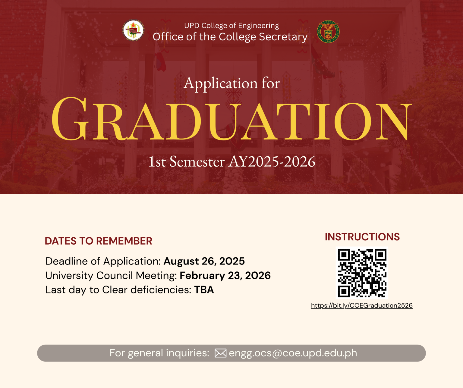 Application for Graduation – UPD College of Engineering
